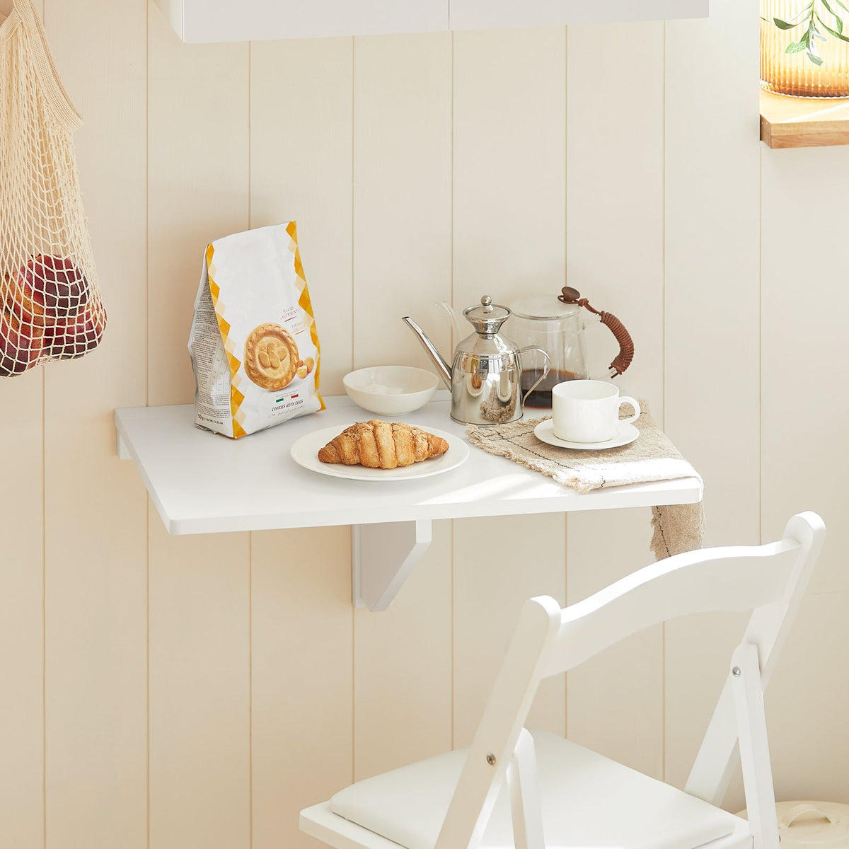 SoBuy FWT03-W Table Murale Rabattable en Bois, Table de Cuisine, Table ...